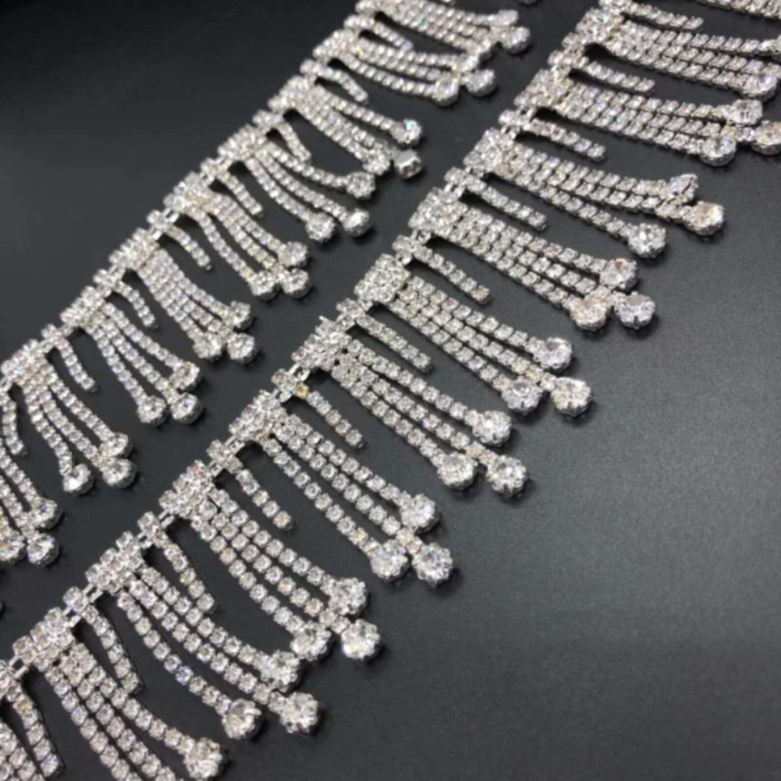 Silver Rhinestone Fringe/rhinestone Tassel Trim/crystal Fringe | Etsy