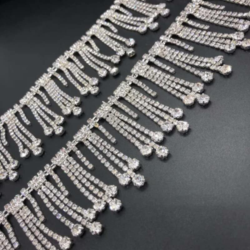 Silver Rhinestone Fringe/rhinestone Tassel Trim/crystal Fringe | Etsy