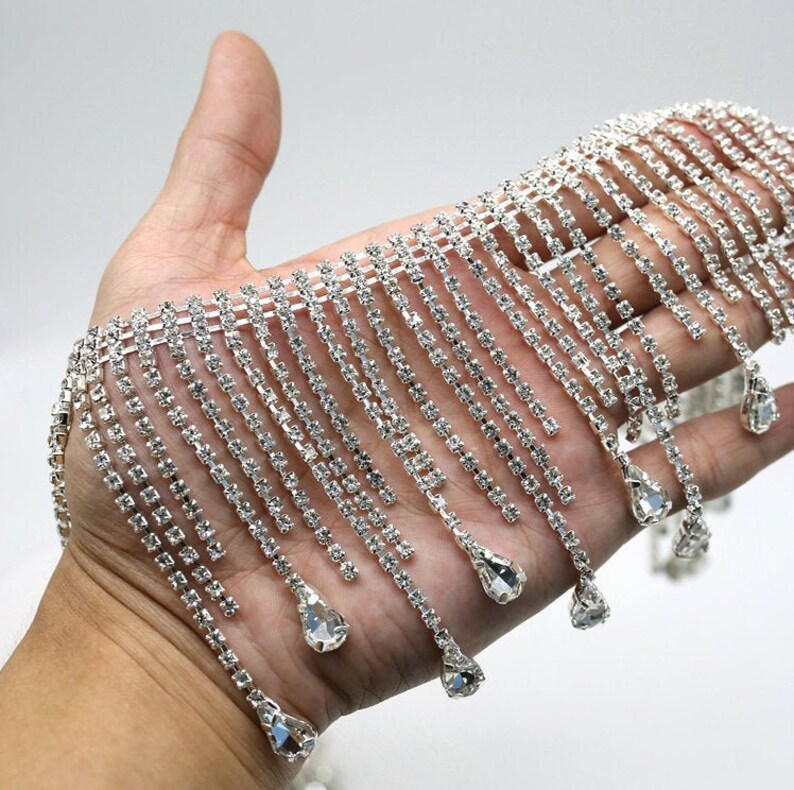 Rhinestone Fringe/rhinestone Tassel Trim - Etsy