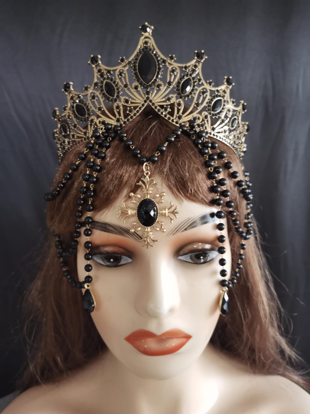 Gem Crown/gothic Gemstone Crown/halloween Jeweled Headpiece/halloween ...