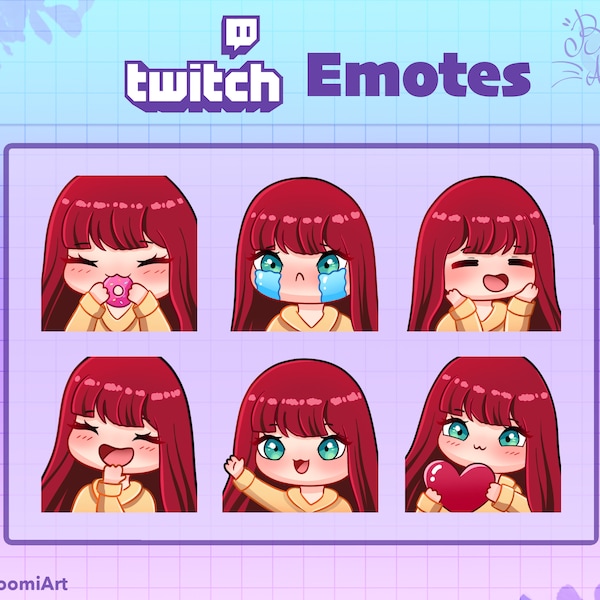Red Hair Girl Twitch Emotes - Etsy
