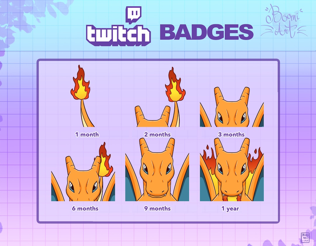 CHARIZARD Cute Sub Badge Twitch Pack 6 Pokemon Sub Badges Twitch ...