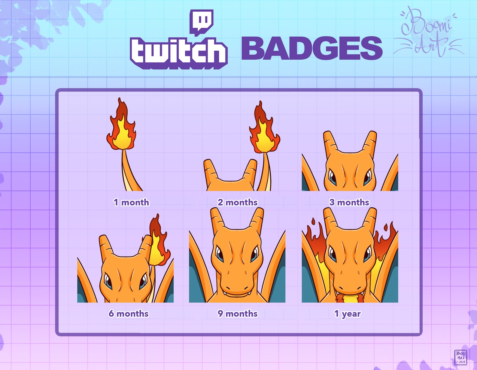 CHARIZARD Cute Sub Badge Twitch Pack 6 Pokemon Sub Badges Twitch ...