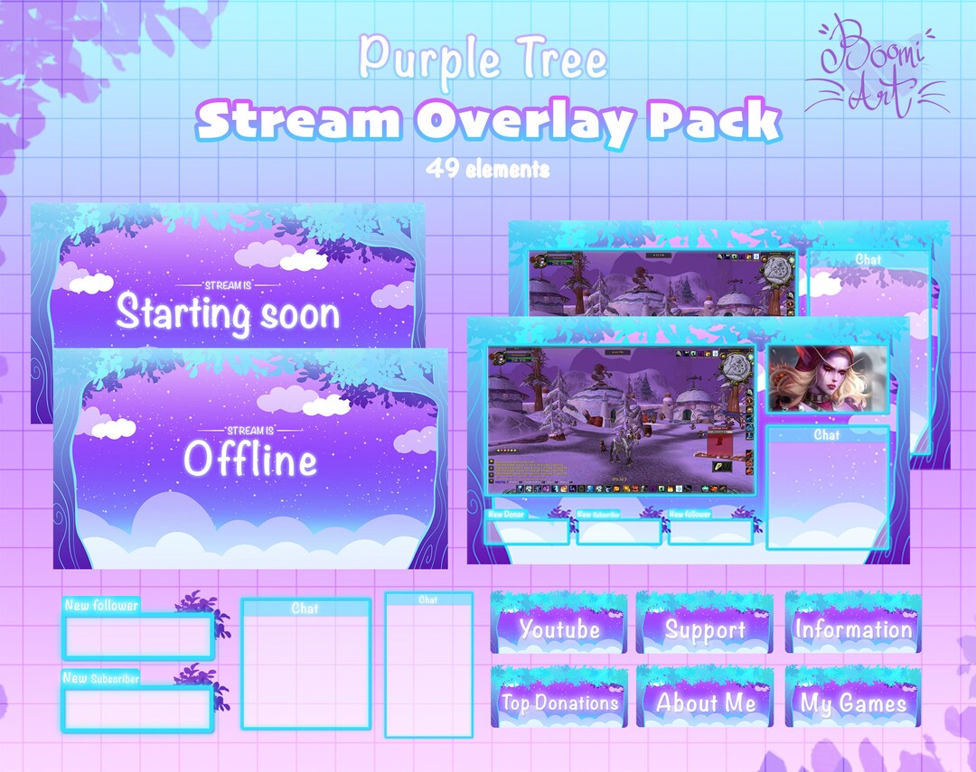 Purple Tree Stream Overlay Pack - Etsy