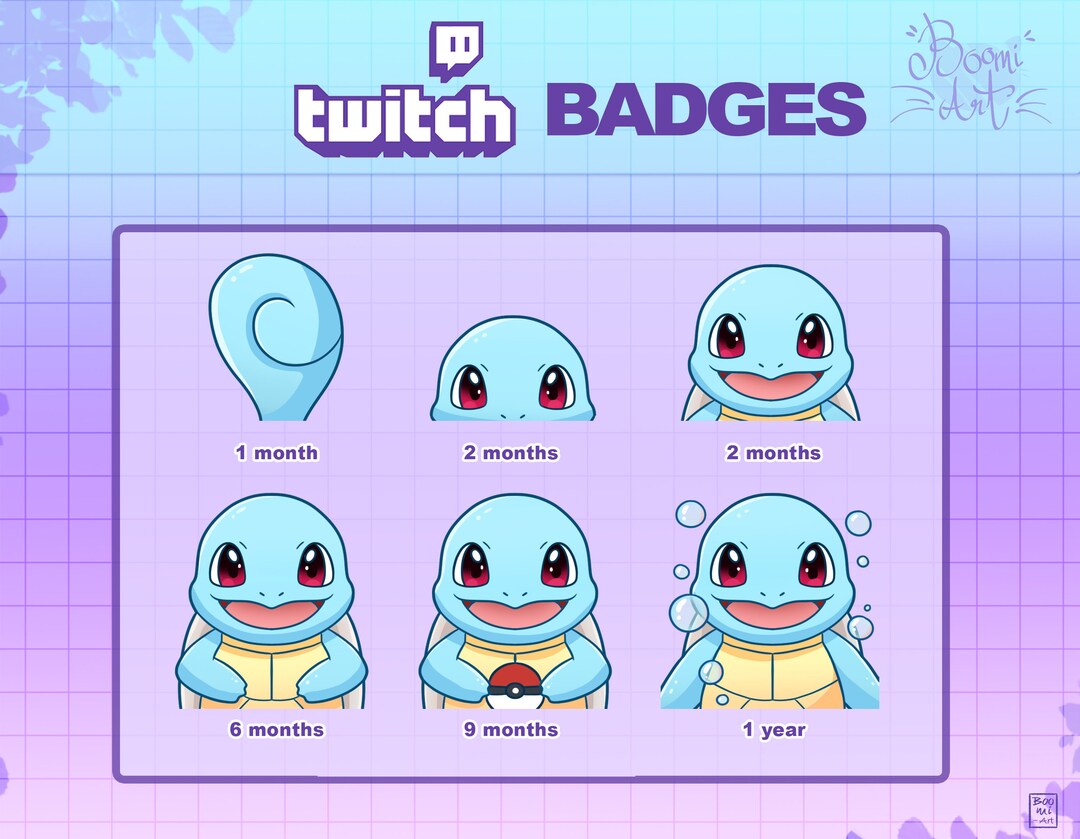 SQUIRTLE Cute Sub Badge Twitch | Pack 6 | Pokemon Sub Badges | Twitch ...