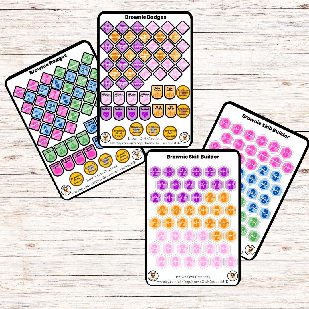 Girlguiding Unit Badge Tracker Stickers: Rainbows, Brownies, Guides ...