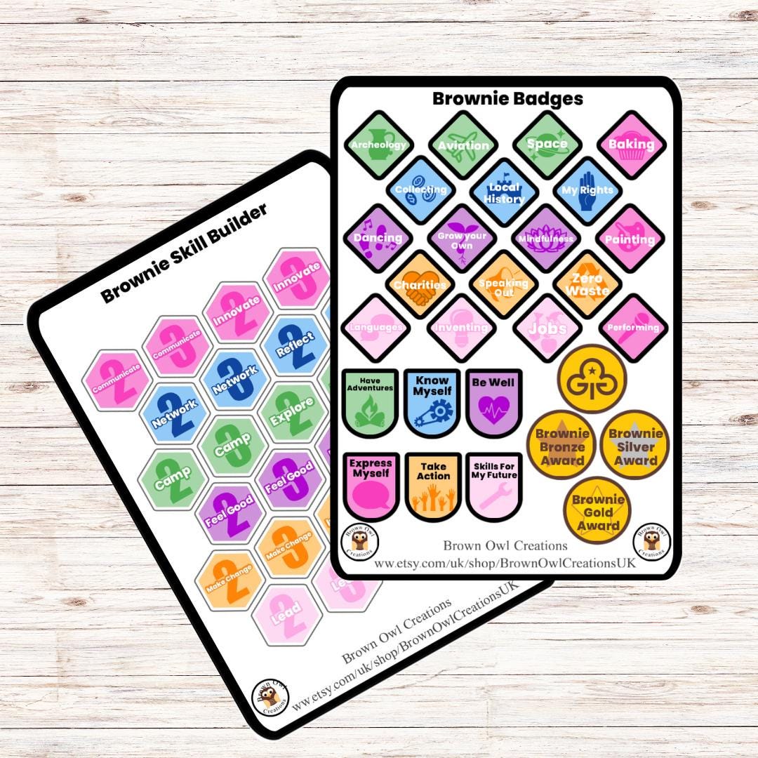 Girlguiding Unit Badge Tracker Stickers: Rainbows, Brownies, Guides ...