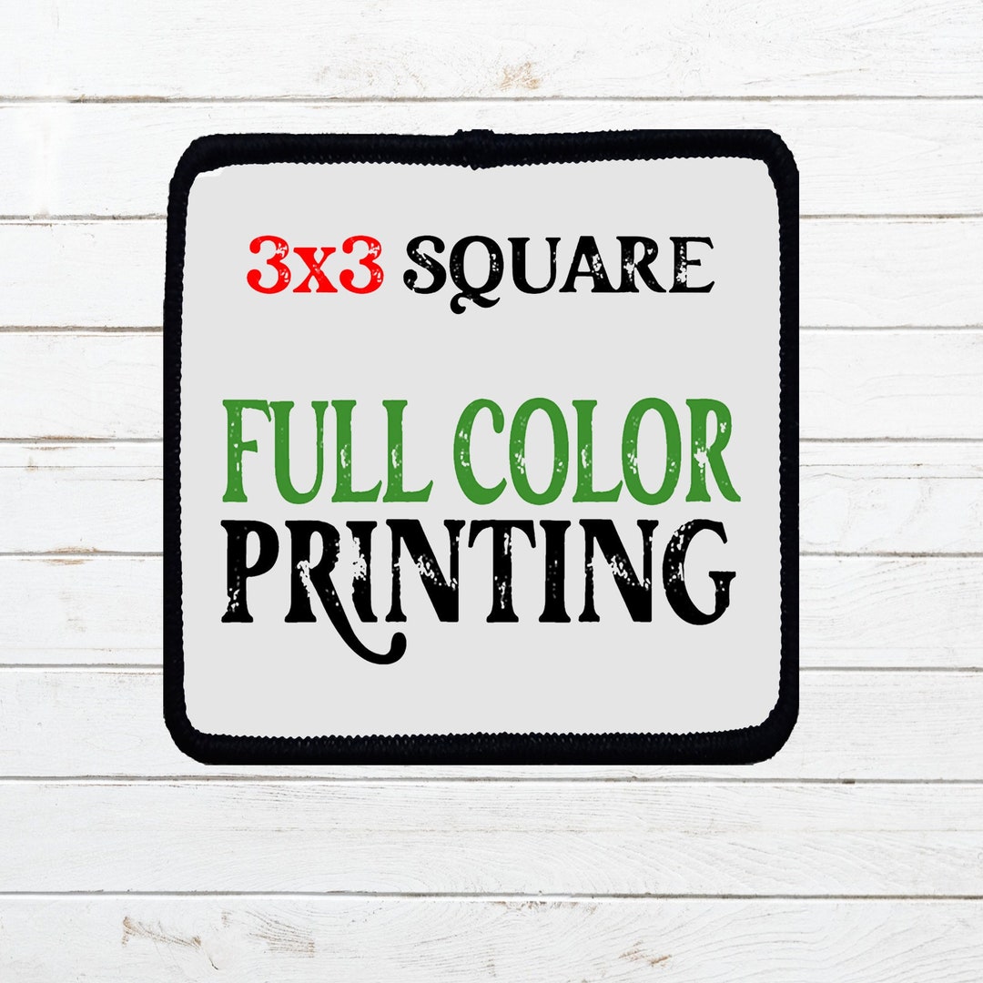 Custom Square Iron on Patches | Personalized Printed Patches With Black ...