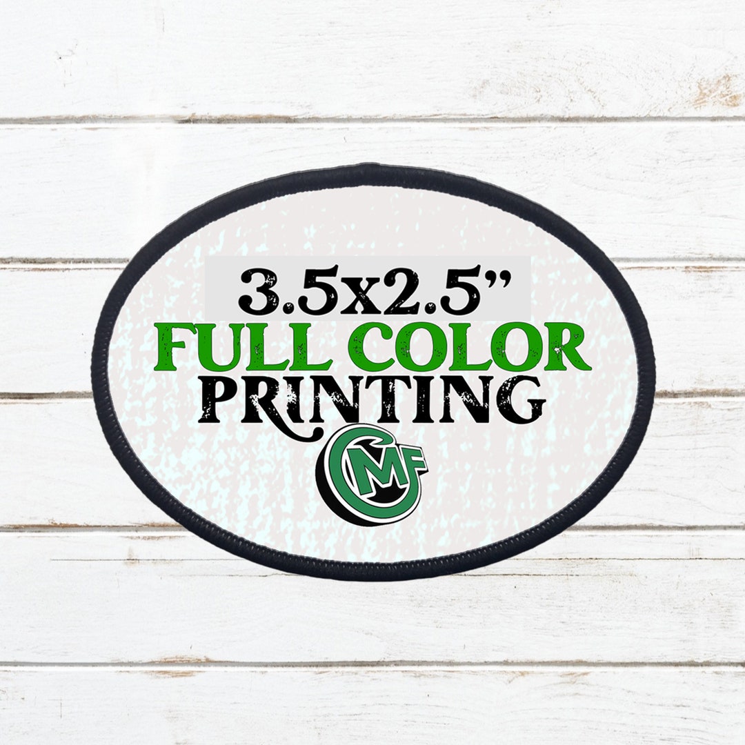 Custom Printed Oval Patch - Iron-on Patches With Black Merrowed Borders ...