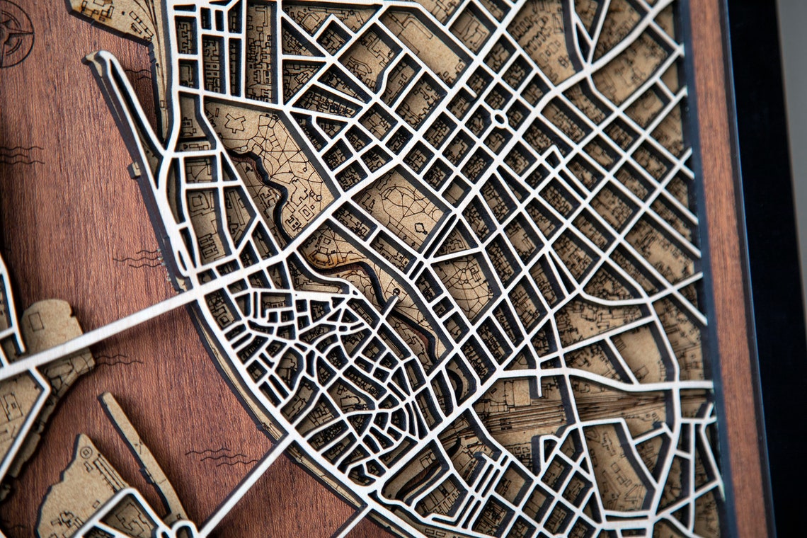 Riga Latvia Layered 3D Map Lasercut City Wood Wall Decor - Etsy