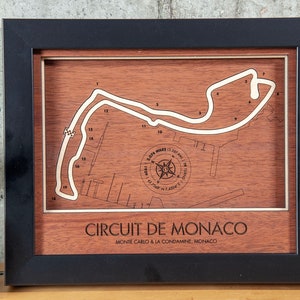 Circuit De Monaco F1 Shadow Box Map 8x10 Layered Wood Framed W/glass ...