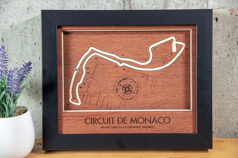 Circuit De Monaco F1 Shadow Box Map 8x10 Layered Wood Framed W/glass - Etsy