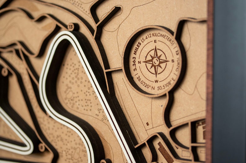 Bahrain Grand Prix 3D Wood Track Map Formula 1 F1 Wall Art Customizable ...