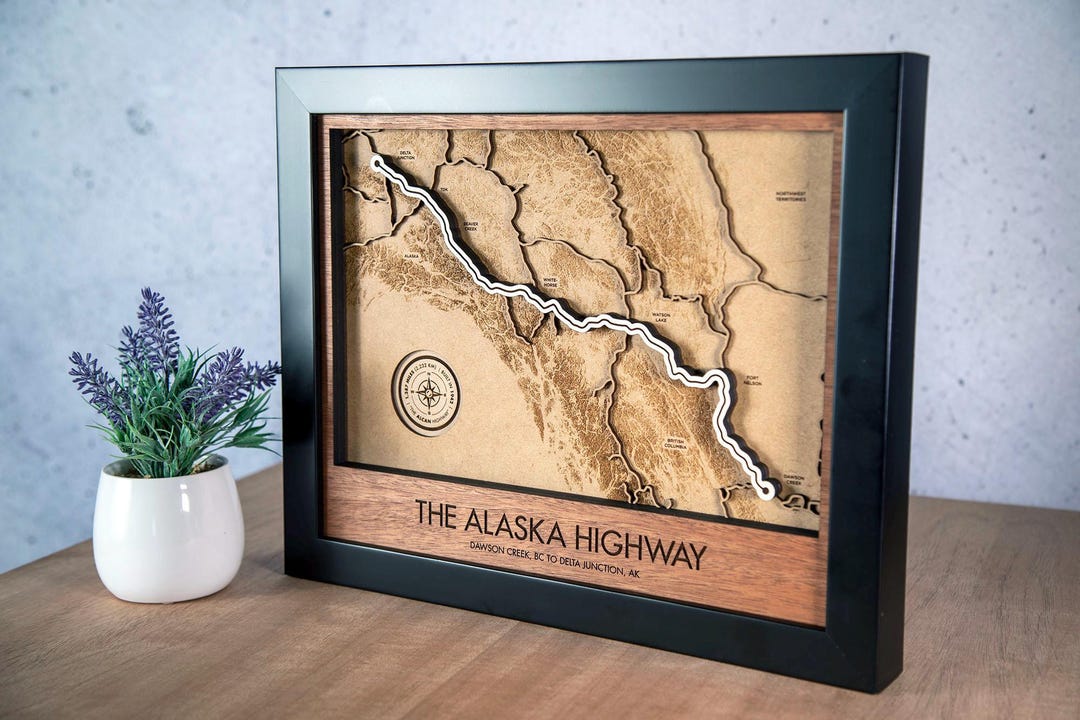 Alaska Highway 3D Wood Map Alcan Wall Art Customizable - Etsy