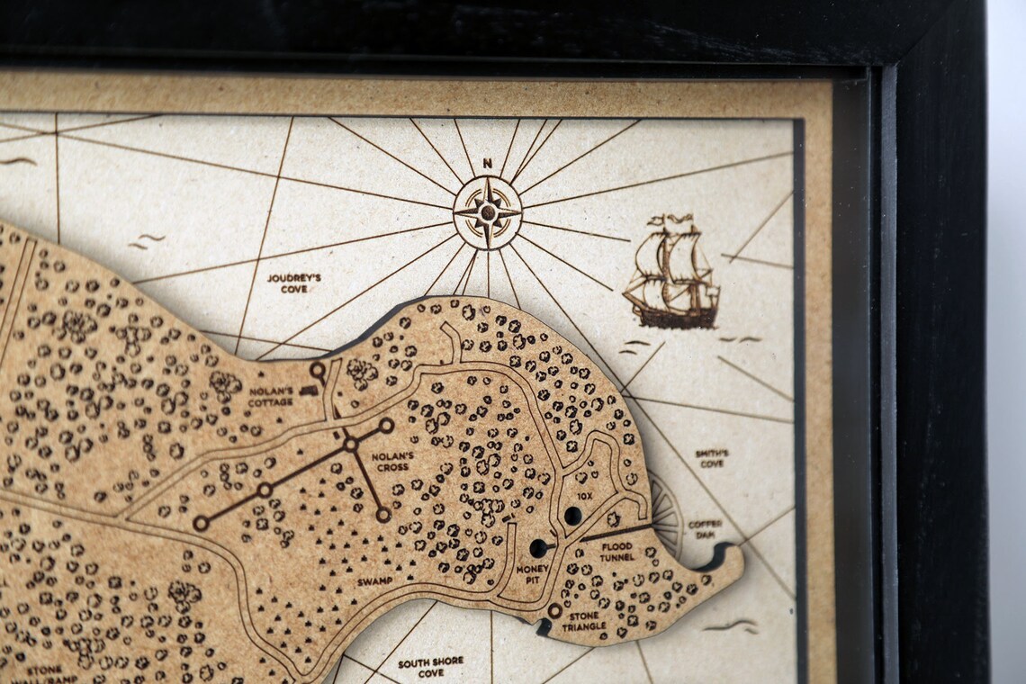 Oak Island Shadow Box Map 8x10 Layered Wood Framed W/glass - Etsy