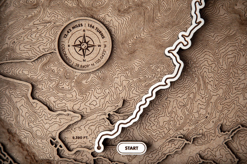 Pikes Peak International Hill Climb 3D Wood Race Course Map Wall Art ...