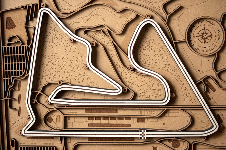 Bahrain Grand Prix 3D Wood Track Map Formula 1 F1 Wall Art Customizable ...