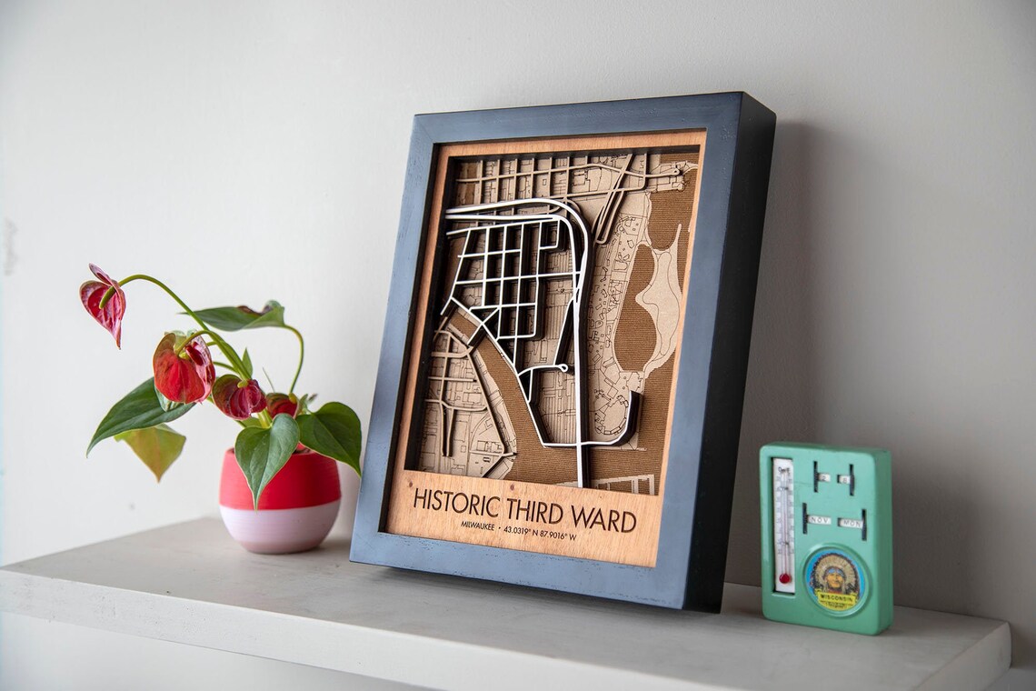 Milwaukee Neighborhoods Historic Third Ward Layered Wooden Map | Etsy