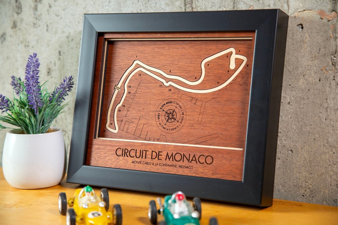 Circuit De Monaco F1 Shadow Box Map 8x10 Layered Wood Framed W/glass - Etsy