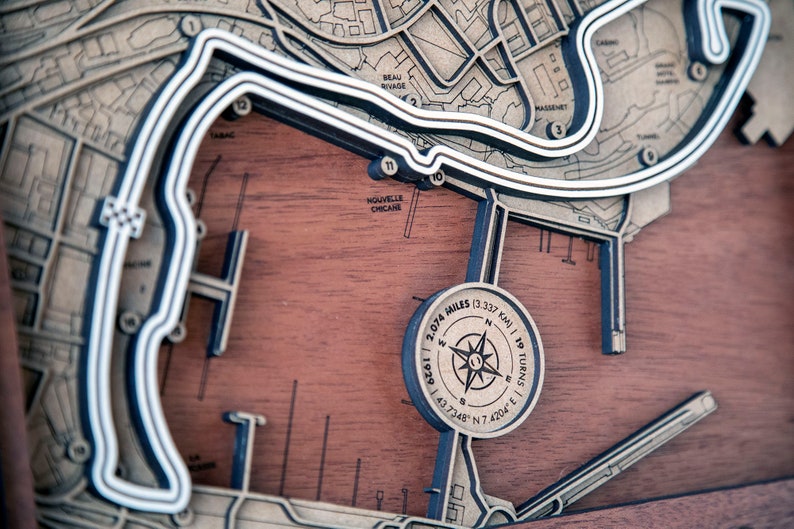 Circuit De Monaco 3D Wood Track Map F1 Wall Art Customizable - Etsy
