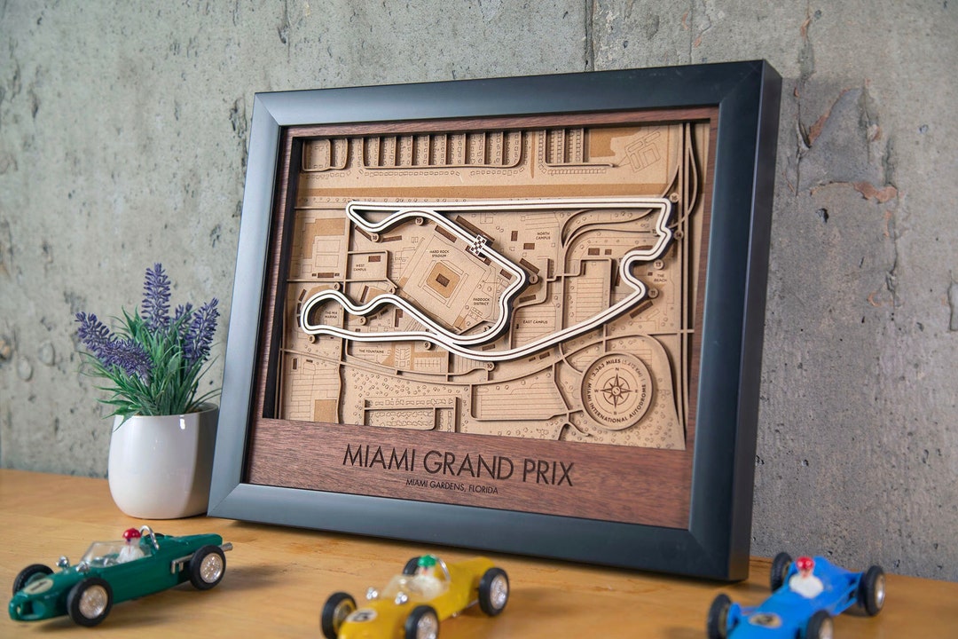 Miami Grand Prix 3D Wood Track Map Formula 1 F1 Wall Art Customizable ...