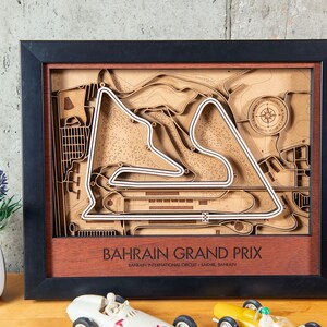 Bahrain Grand Prix 3D Wood Track Map Formula 1 F1 Wall Art Customizable ...