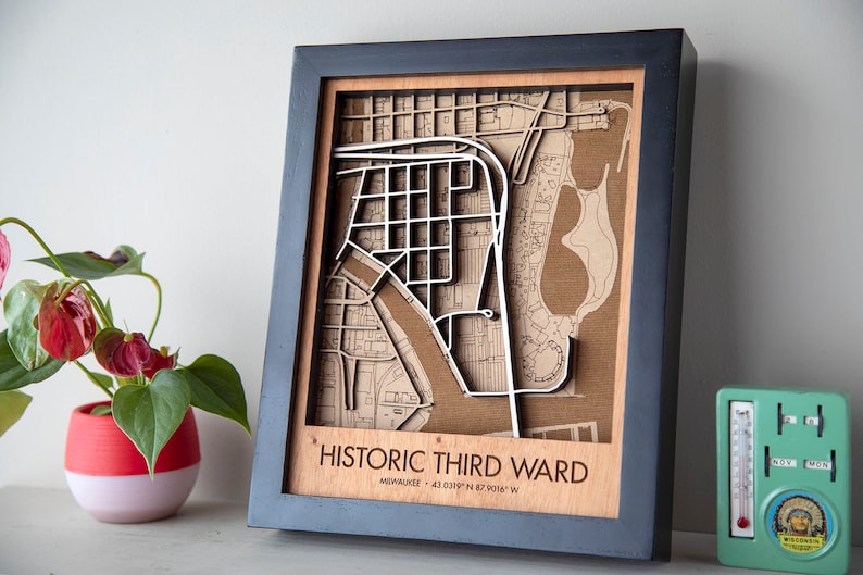 Milwaukee Neighborhoods Historic Third Ward Layered Wooden Map | Etsy