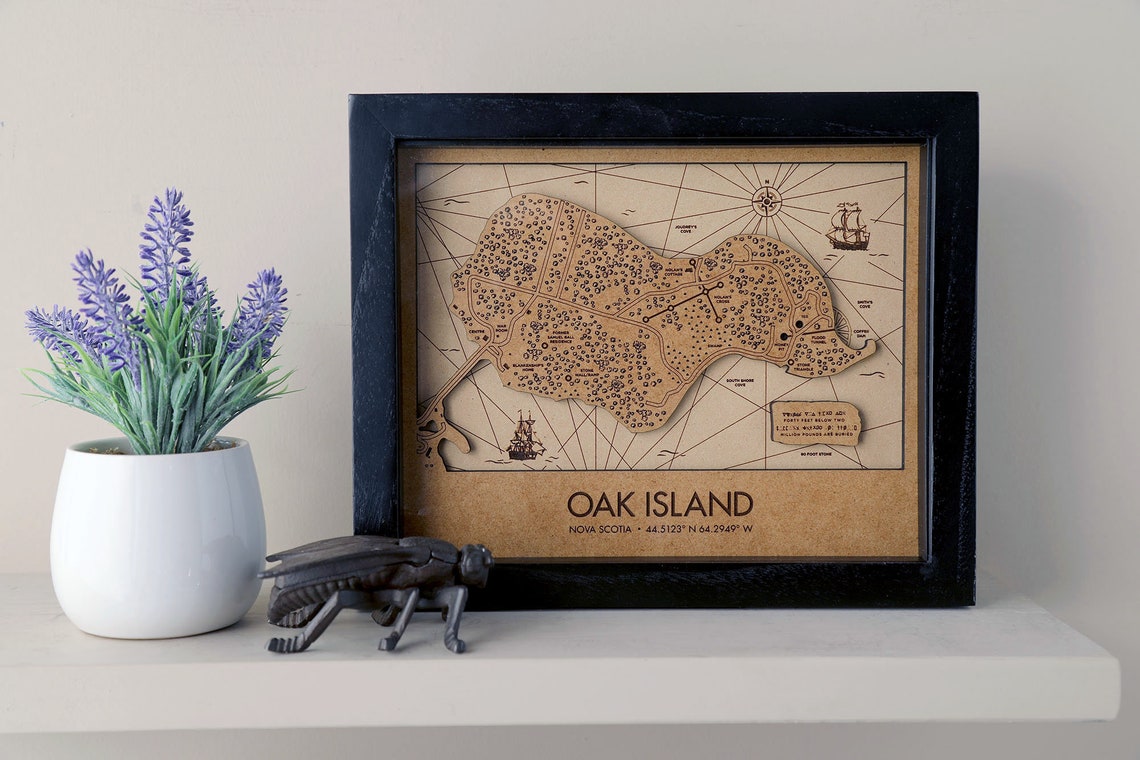Oak Island Shadow Box Map 8x10 Layered Wood Framed W/glass - Etsy