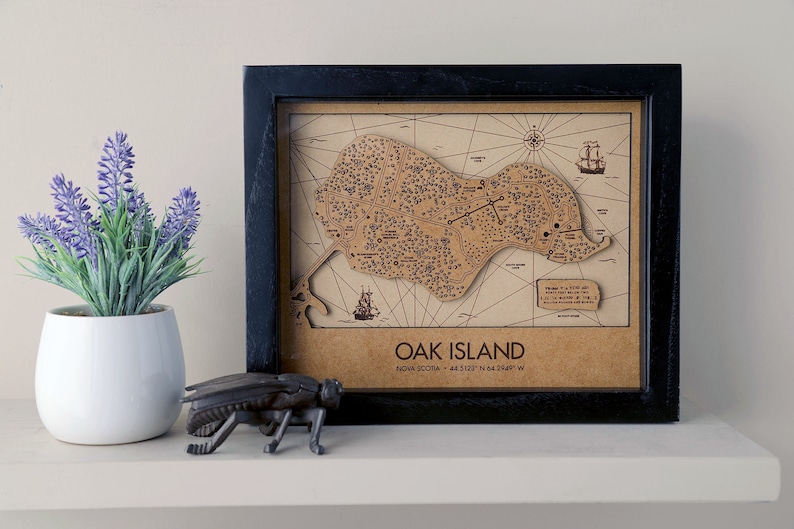 Oak Island Shadow Box Map 8x10 Layered Wood Framed W/glass - Etsy