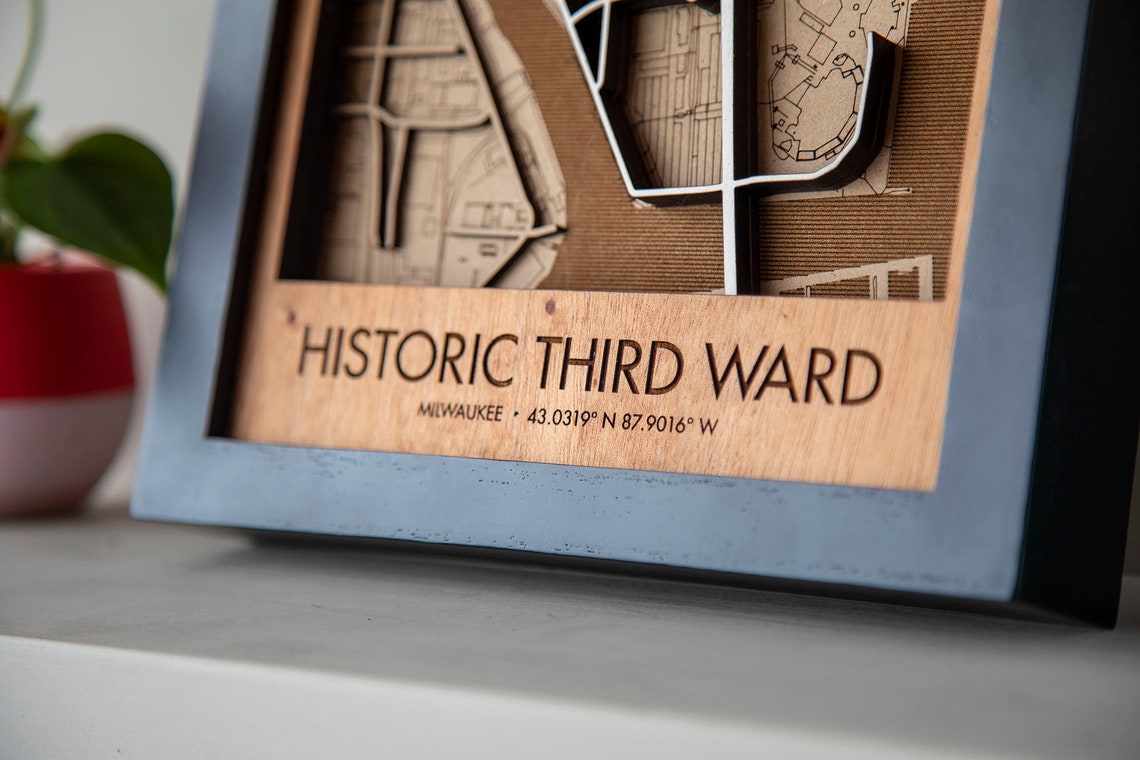 Milwaukee Neighborhoods Historic Third Ward Layered Wooden Map | Etsy