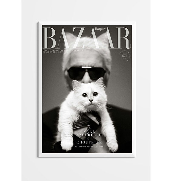 Karl Lagerfeld Magazine Cover, Bazaar Magazine Cover Poster,bazaar ...