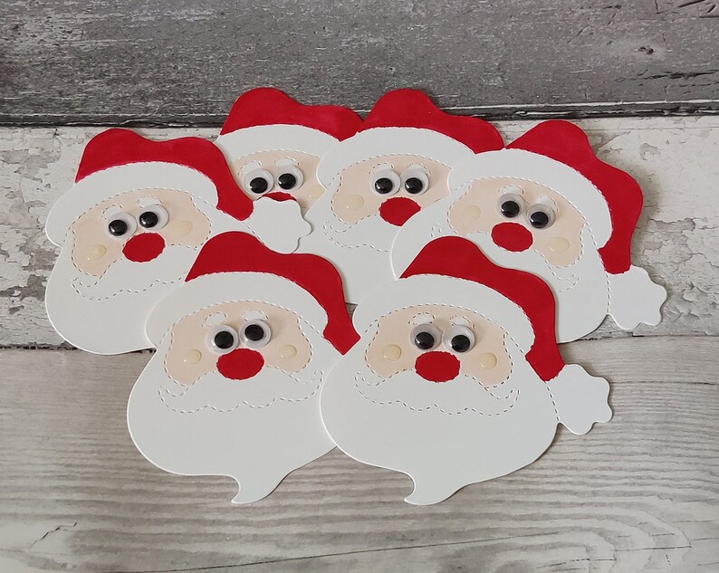 Pack of 6 Handmade Santa Christmas Card Toppers Die Cuts for Cardmaking ...