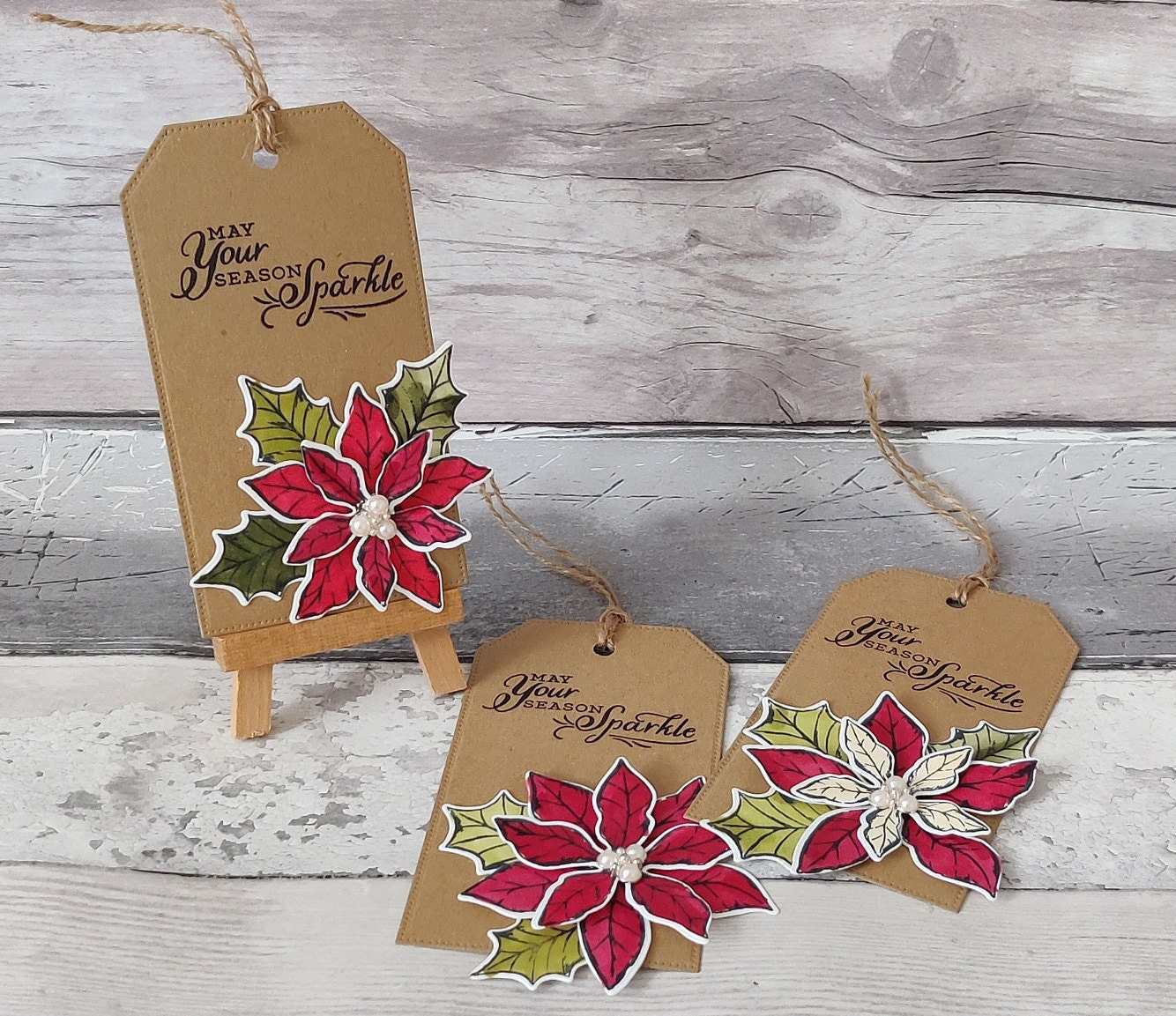 3 Large Handmade Luxury Floral Poinsettia Tradtional Christmas Festive ...