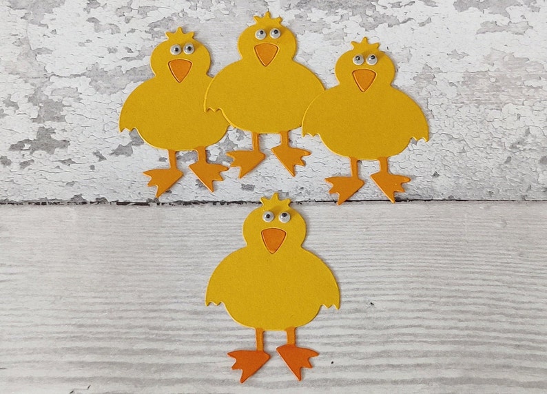 10 Handmade Easter Chick Die Cut Card Toppers for Cardmaking Scrapbook ...