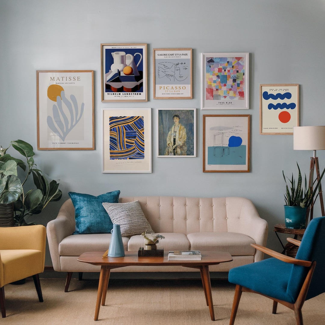 Set of 8 Print, Gallery Wall Art, Famous Art Poster, Mid Century Modern ...
