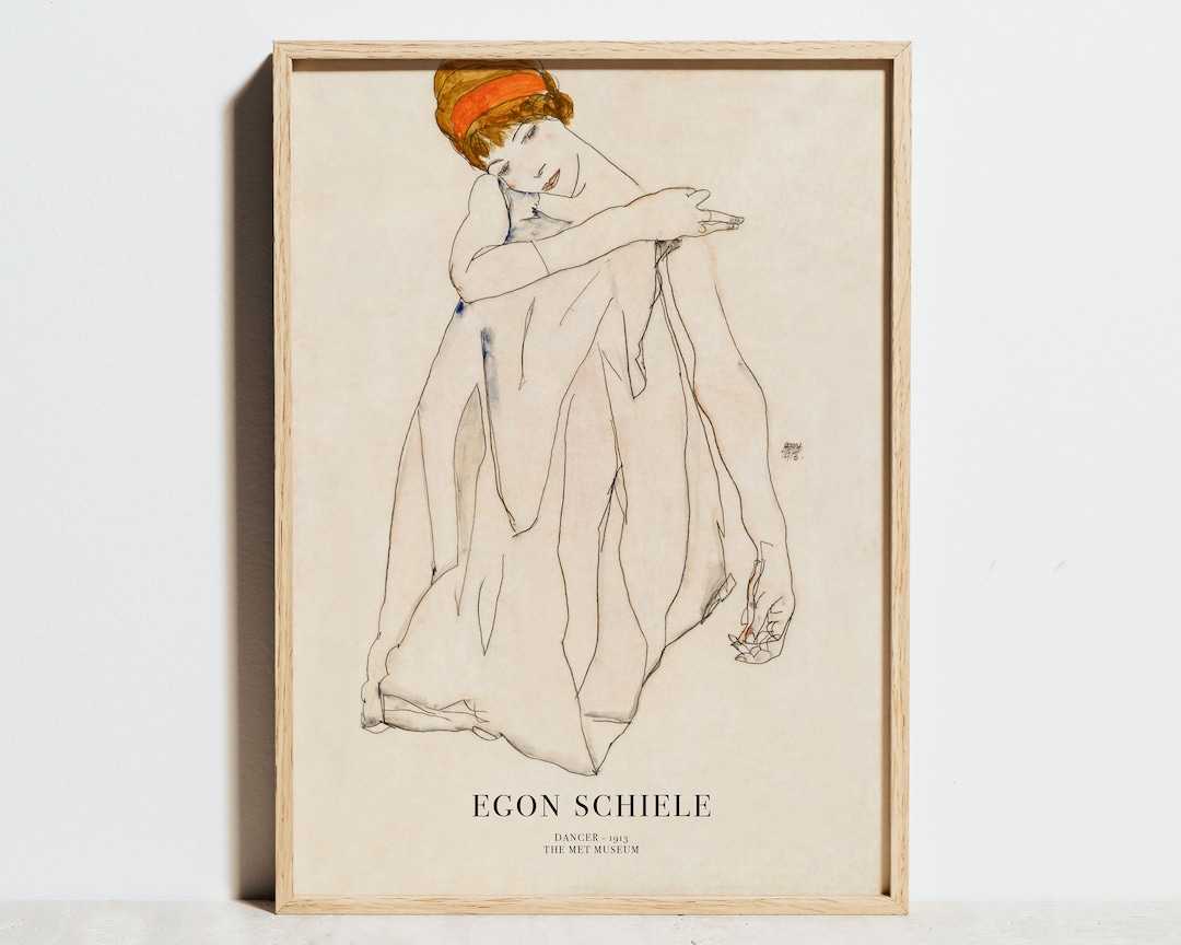 Egon Schiele Print, Dancer Exhibition Poster, Orange Beige Vintage Wall ...