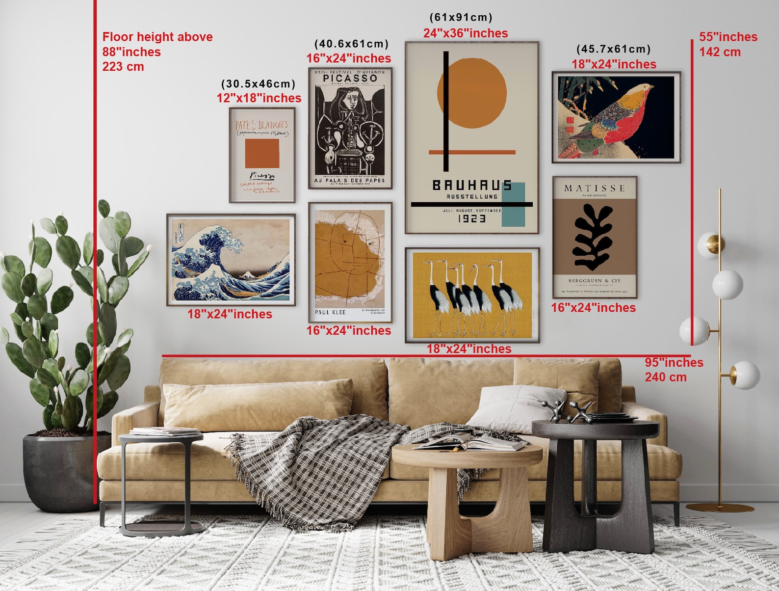 Set of 8 Print Gallery Wall Famous Art Poster Mid Century - Etsy
