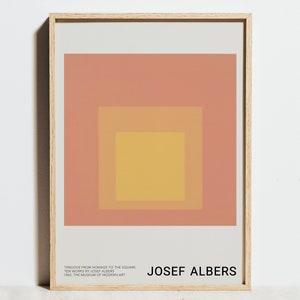 Josef Albers Print Coral Pink Abstract Geometric Wall Art - Etsy