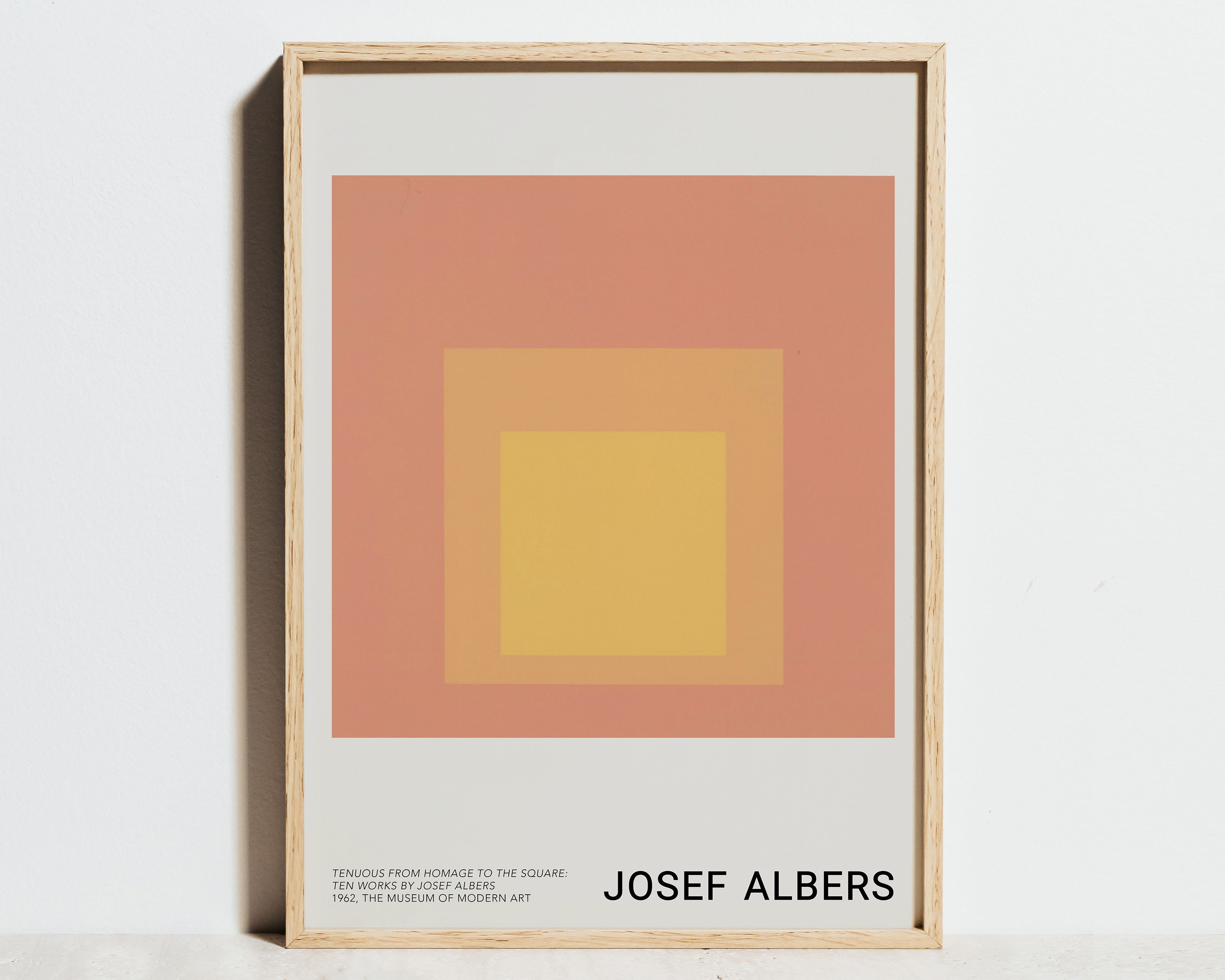 Josef Albers Print Coral Pink Abstract Geometric Wall Art - Etsy
