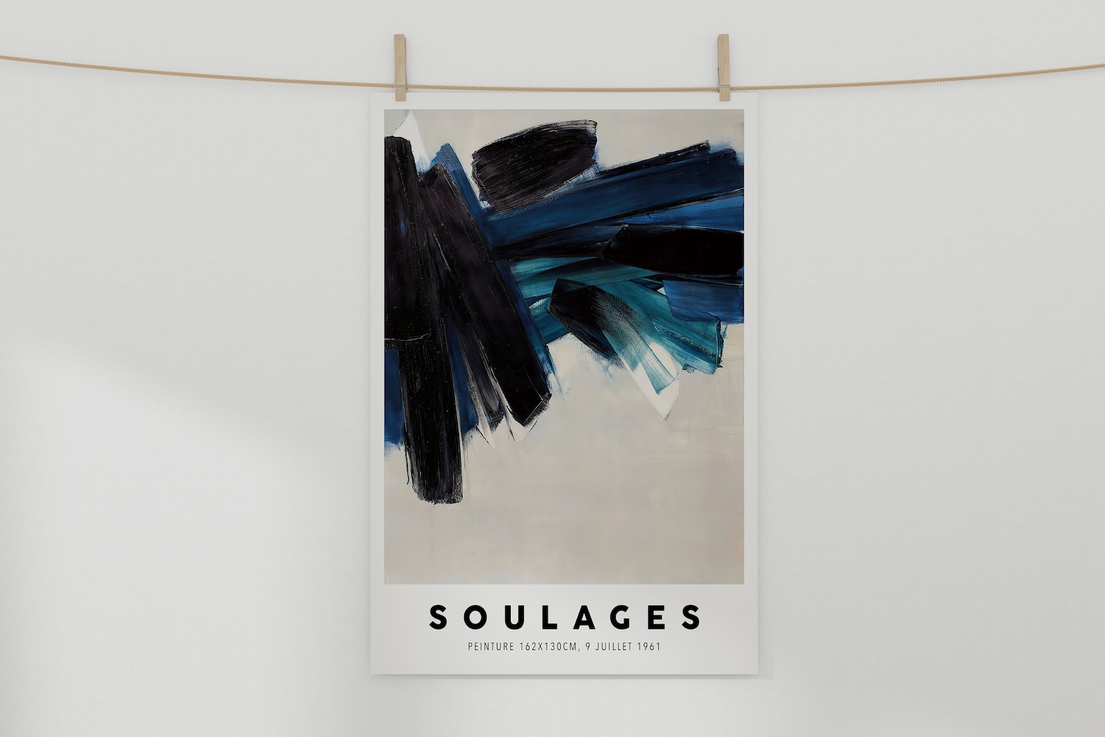 Soulages Print Exhibition Poster Blue Wall Art Modern Black - Etsy