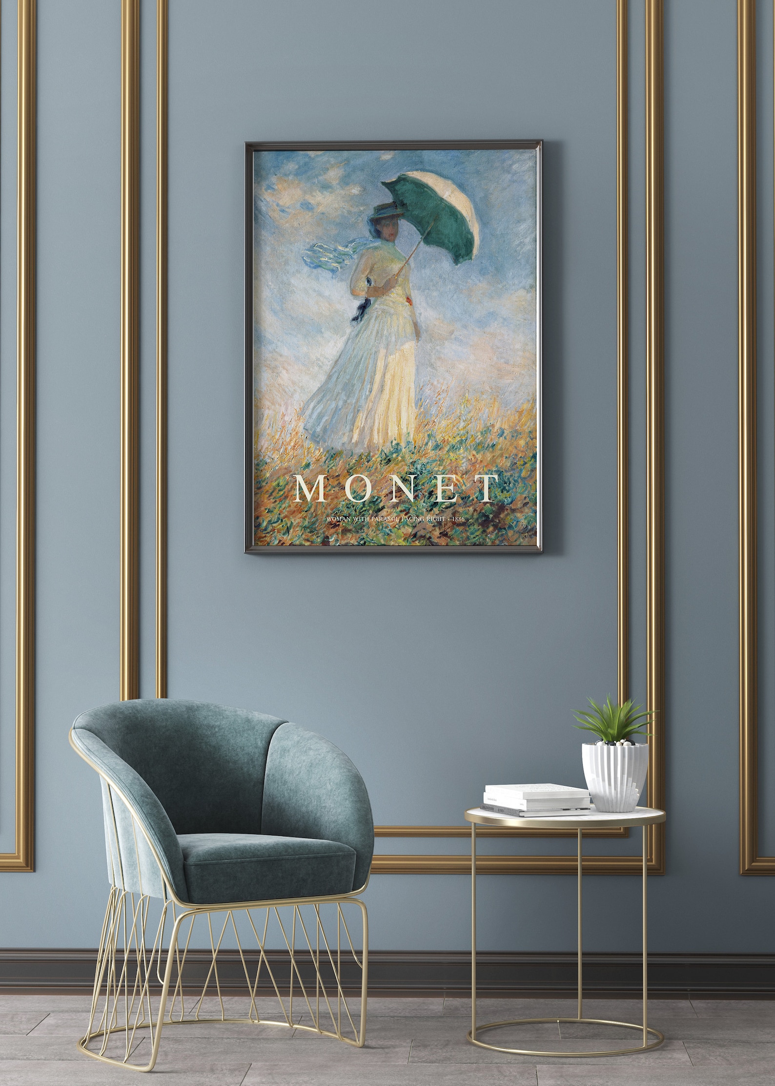 Claude Monet Print Woman With Parasol Facing Right Monet | Etsy