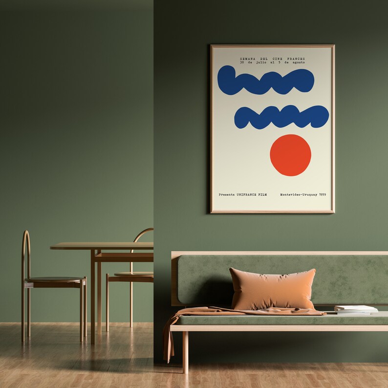 Bauhaus Print, Blue Red Wall Art, Graphic Design Exhibition Poster, Mid ...