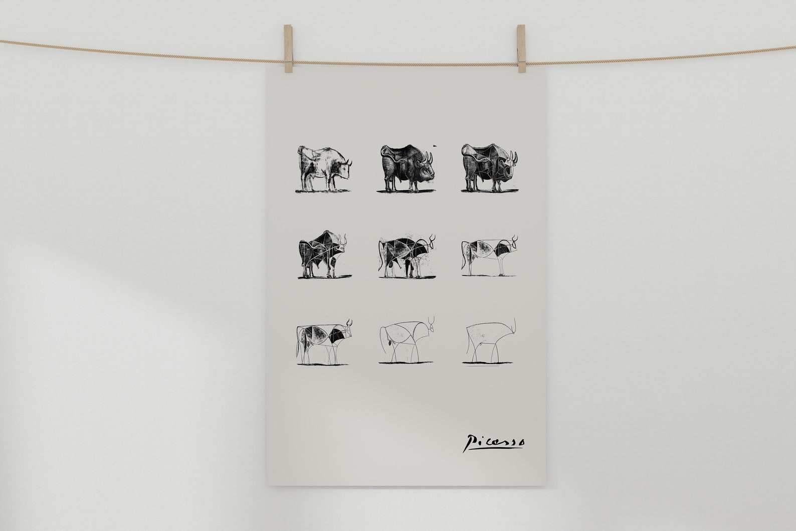 Pablo Picasso Print The Bulls Line Drawing Lithograph Black | Etsy