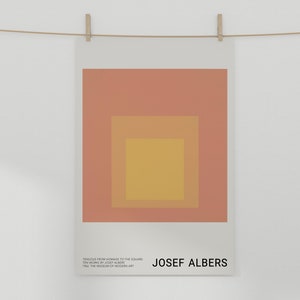 Josef Albers Print, Coral Pink Abstract Geometric Wall Art, Minimalist ...