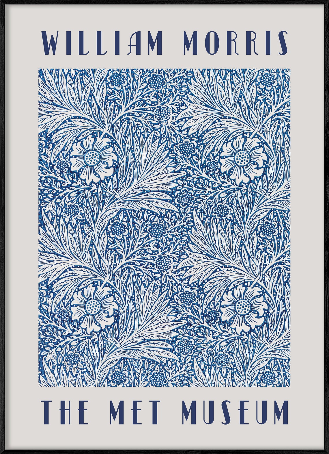 William Morris Print 16 Vintage Blue Floral Poster - Etsy