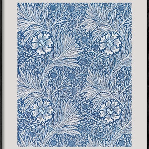 William Morris Print 16, Vintage Blue Floral Poster, Exhibition Art ...