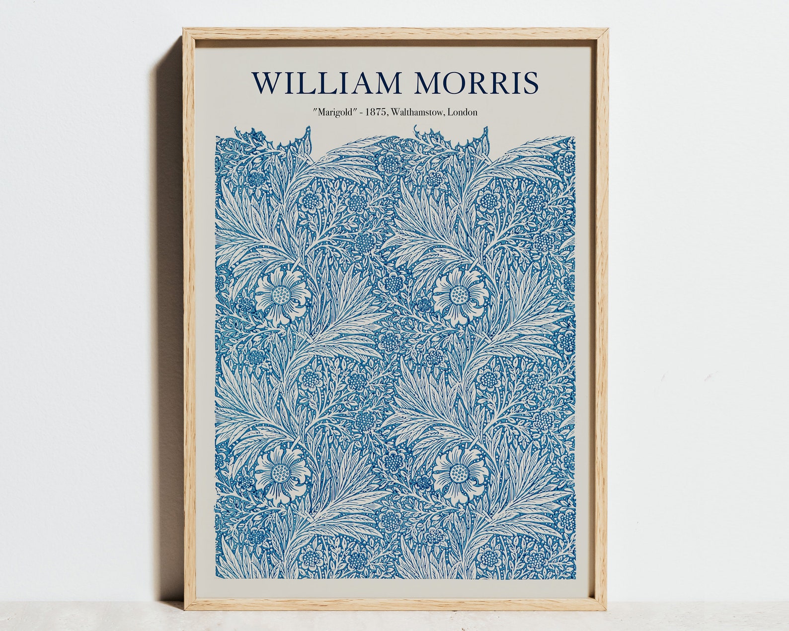 William Morris Blue Marigold Print Vintage Floral Wall Art - Etsy