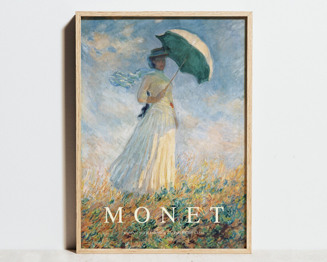 Claude Monet Print Woman With Parasol Facing Right Monet | Etsy