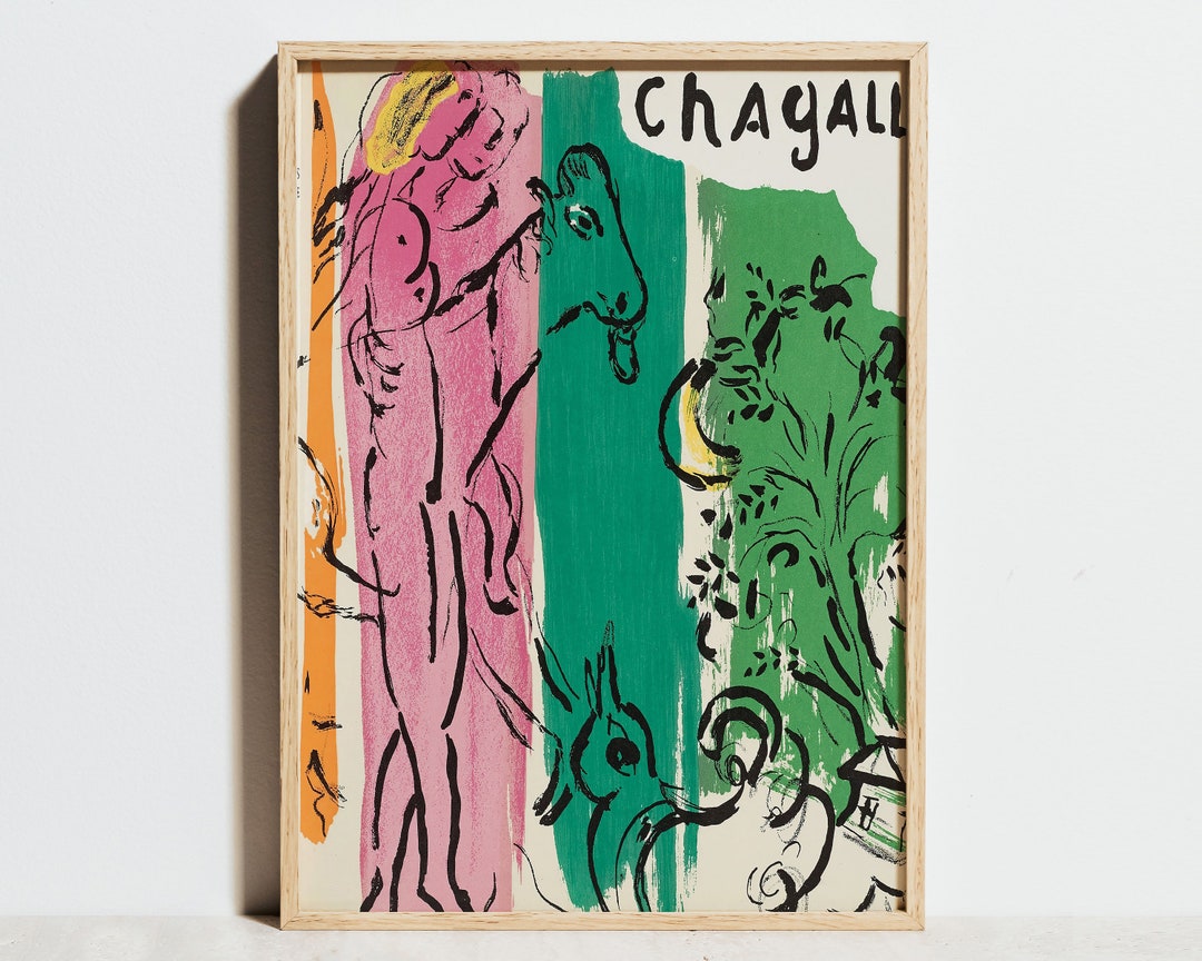 Marc Chagall Print, Pink Poster, Green Wall Art, Mid Century Modern ...