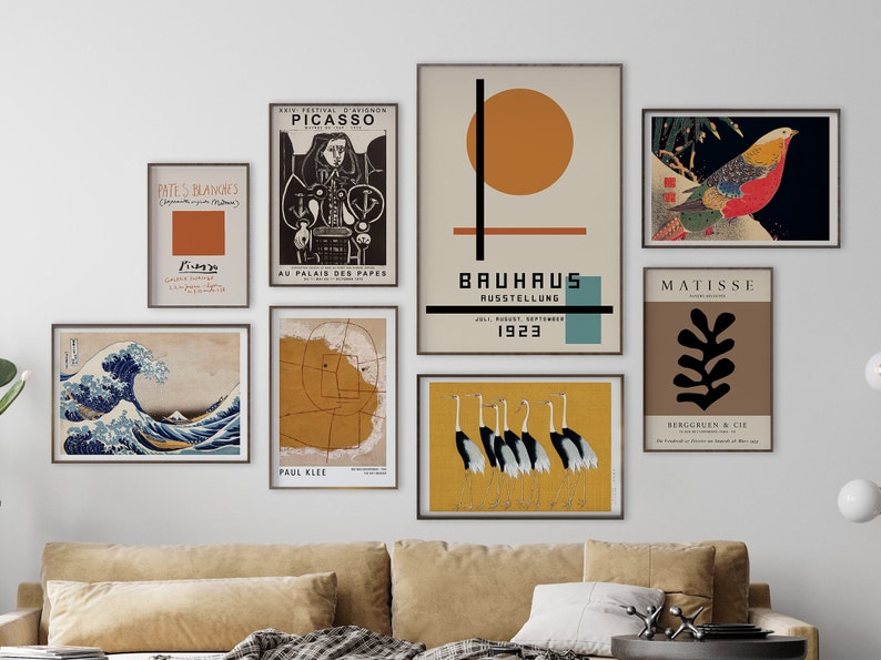 Set of 8 Print, Gallery Wall, Famous Art Poster, Mid Century Modern ...